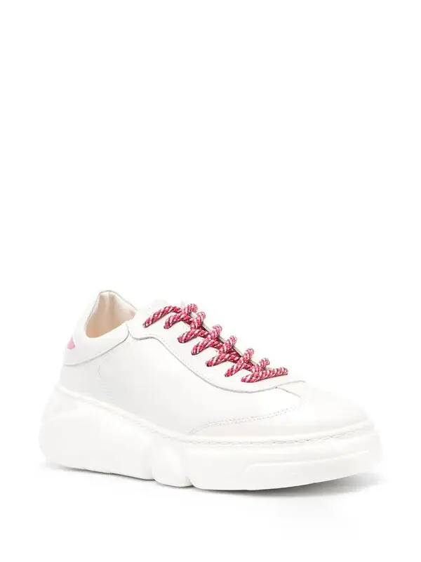 Agl Emilie Low-top Leather Sneakers With Panelled Design - Neutrals