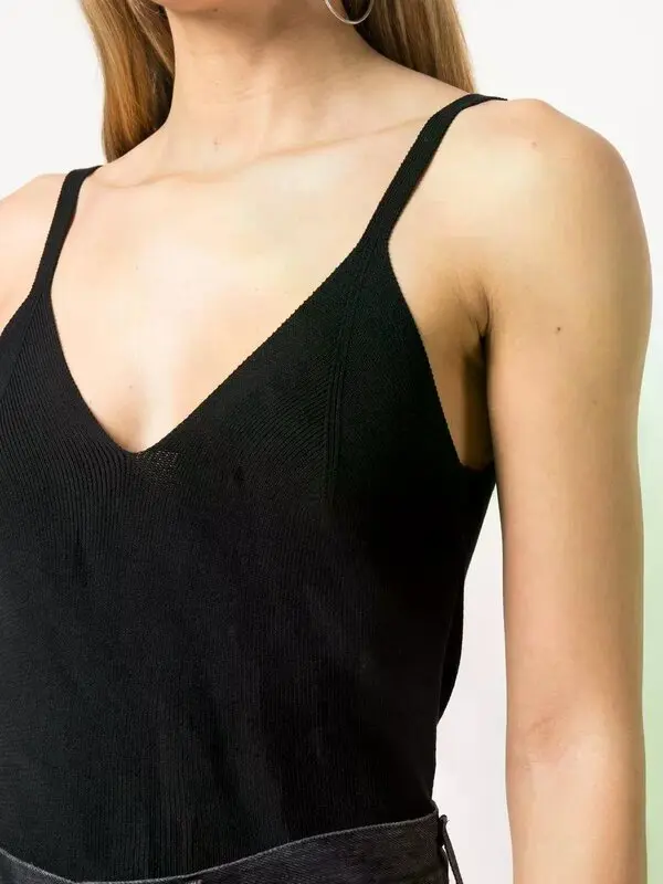 Our Legacy Ribbed-knit V-neck Singlet Top