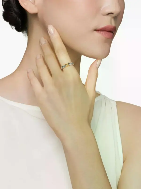 David Yurman 18kt Yellow Gold And Sterling Petite X Ring