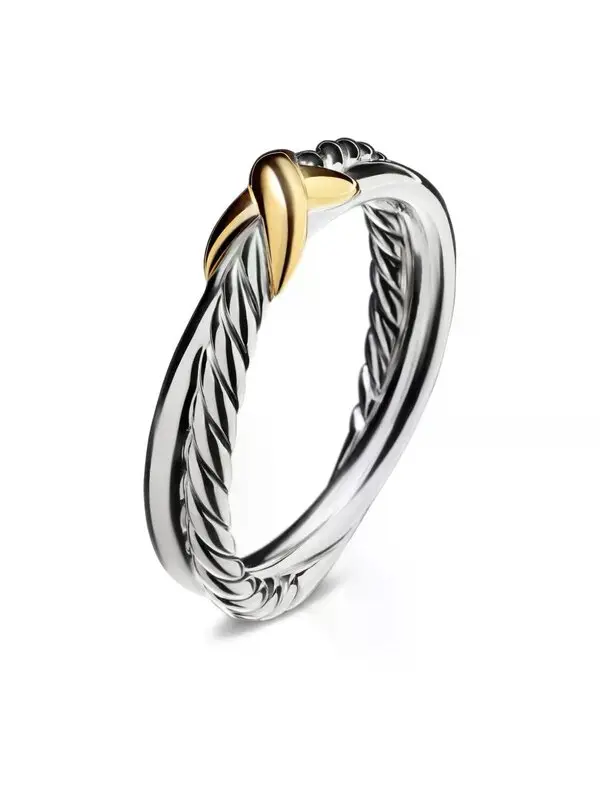 David Yurman 18kt Yellow Gold And Sterling Petite X Ring