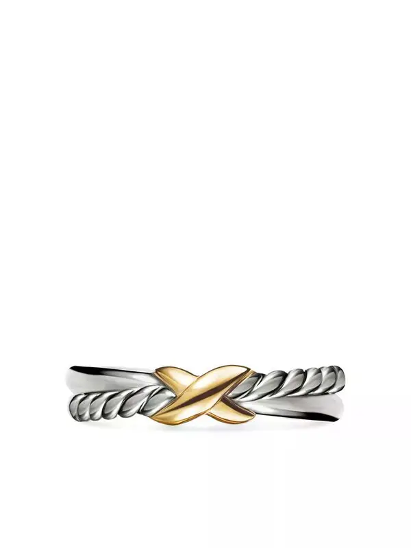 David Yurman 18kt Yellow Gold And Sterling Petite X Ring
