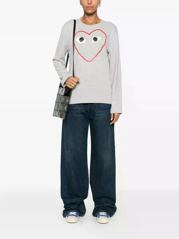 Play Comme Des Garcon Outline Heart-print T-shirt - Grey