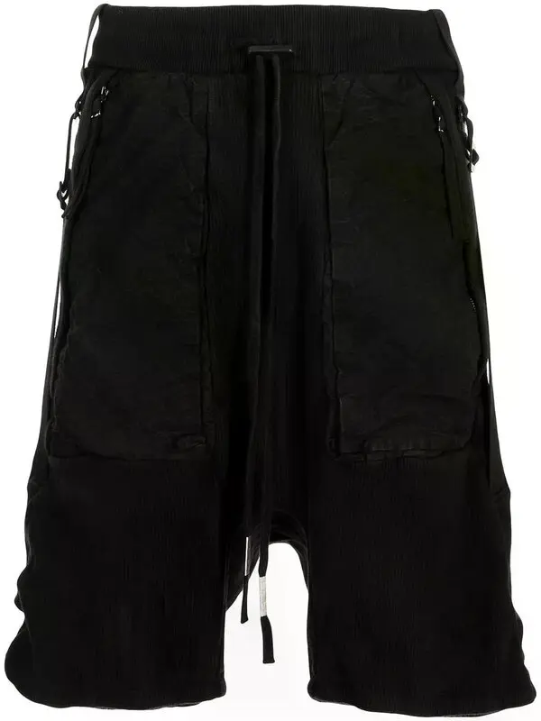 Boris Bidjan Saberi Cotton Drop Crotch Cargo Shorts - Black