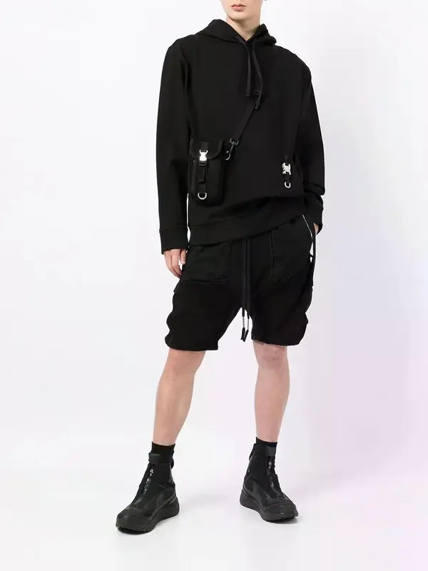 Boris Bidjan Saberi Cotton Drop Crotch Cargo Shorts - Black
