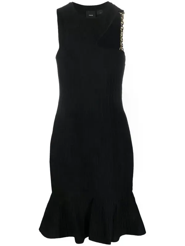 Pinko Cut-out Knitted Mini Dress - Black