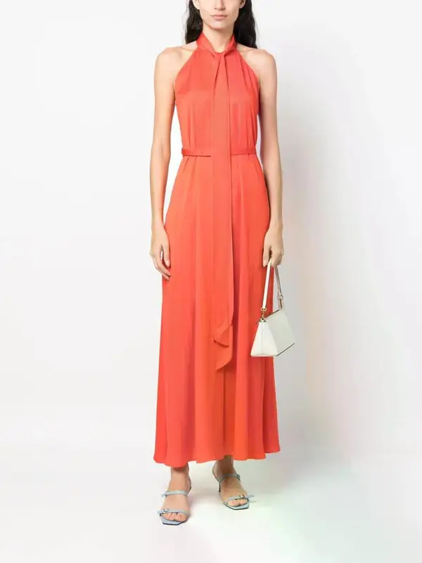 Aspesi V-neck Sleeveless Maxi Shirt Dress With Belted Waist