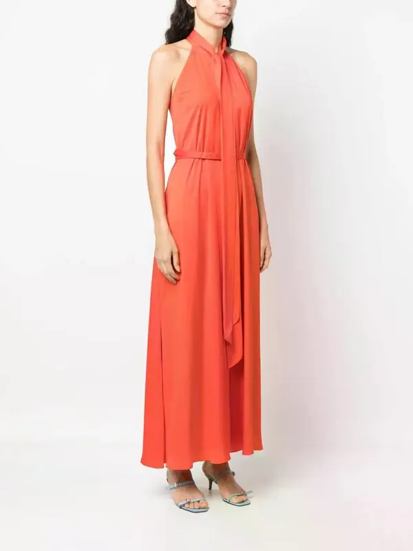 Aspesi V-neck Sleeveless Maxi Shirt Dress With Belted Waist