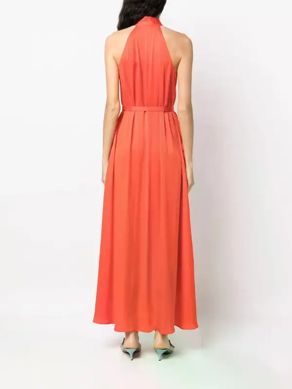 Aspesi V-neck Sleeveless Maxi Shirt Dress With Belted Waist