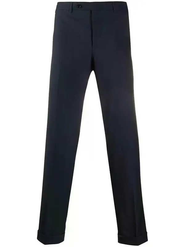 Canali Slim Tailored Wool Trousers - Blue
