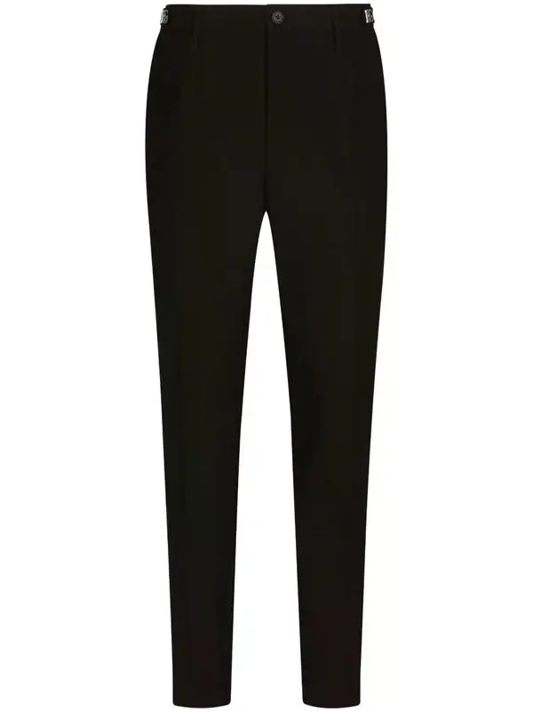 Dolce & Gabbana Tailored Trousers With Logo Plaque - Black