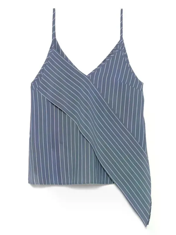 DONDUP Striped V-neck Spaghetti Strap Top - Blue