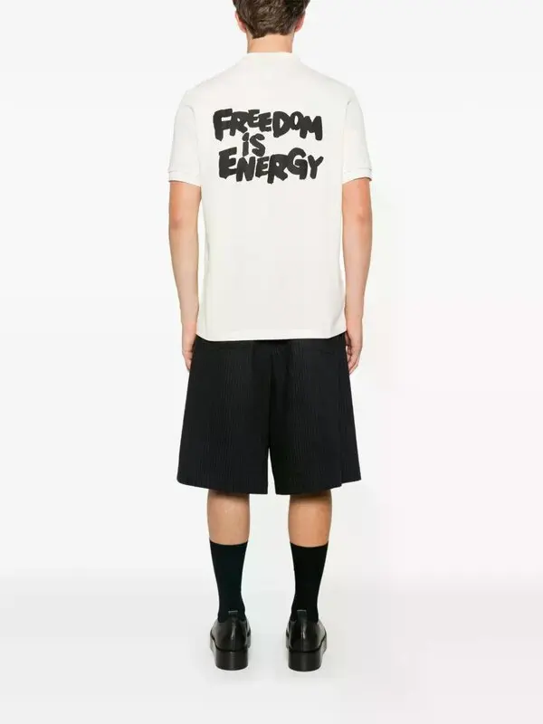 Comme Des Garçons X Fred Perry Slogan-print Polo Shirt