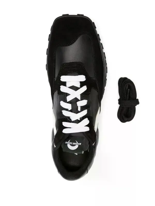 MARINE SERRE Paneled Calf Leather And Suede Sneakers
