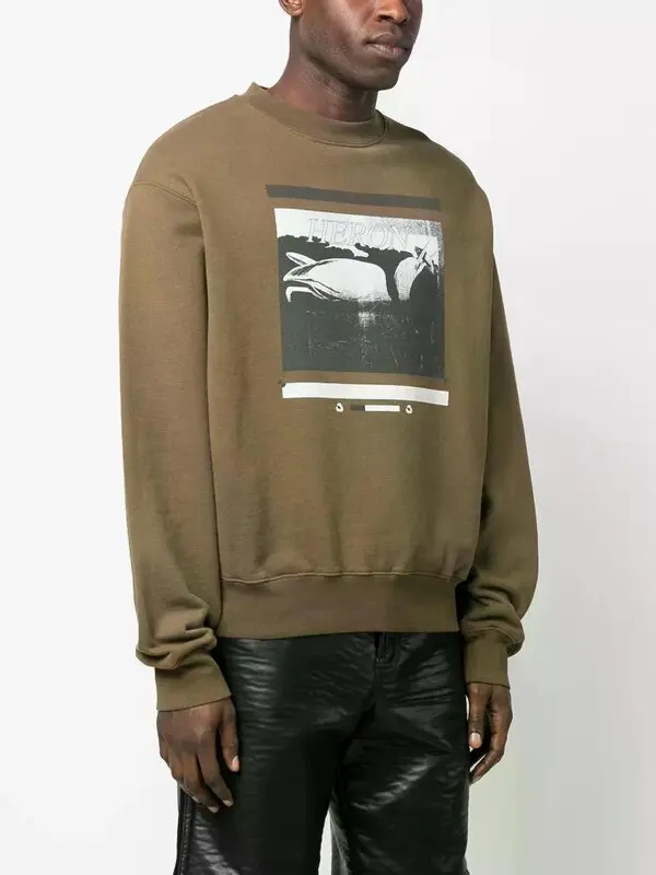 Heron Preston Logo Patch Bird Print Cotton Sweatshirt