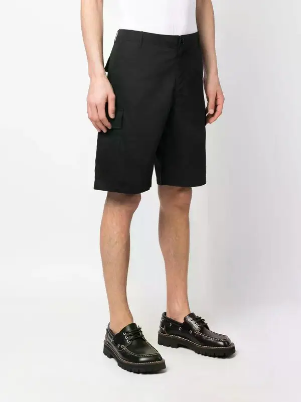 Kenzo Logo Patch Cotton Cargo Shorts - Black