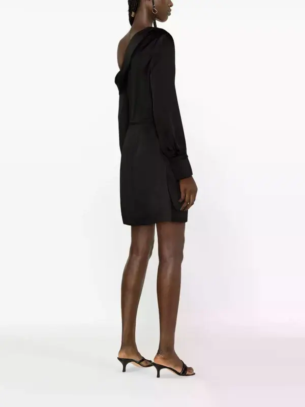 Simkhai Cameron Asymmetric Minidress In Satin - Black