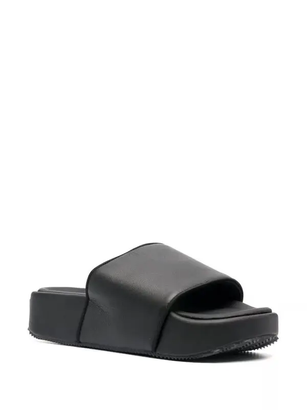 Y3 Plain Leather Slides