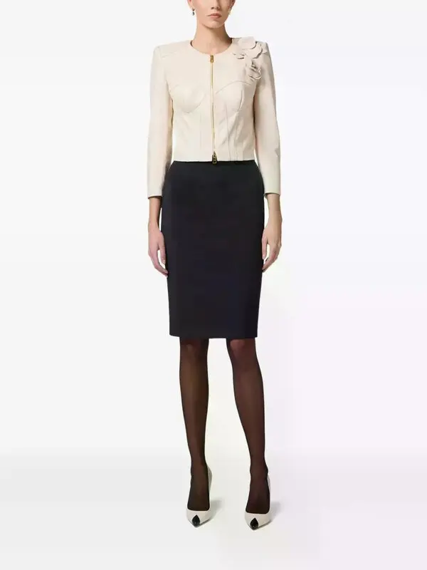 Elisabetta Franchi Leather Jacket With Flower Appliqués