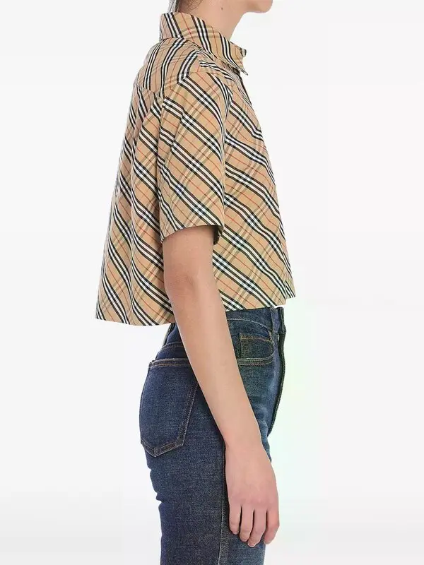 Burberry Cropped Check Shirt - Neutrals