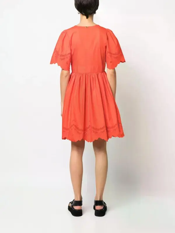 TWINSET Broderie-anglaise Short-sleeve Dress - Orange