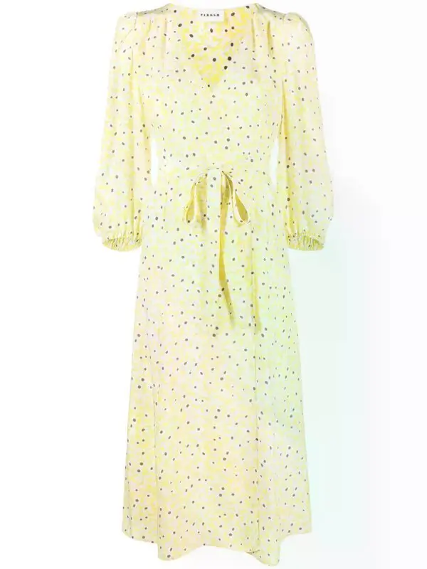 P.a.r.o.s.h Floral-print Silk Wrap Dress - Yellow