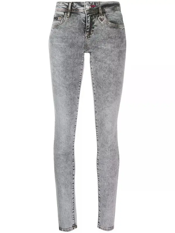 Philipp Plein High Rise Slim-fit Jeans - Grey