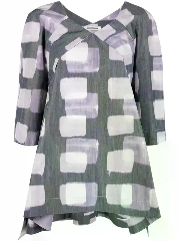 Henrik Vibskov Abstract Print V-neck Blouse - Grey