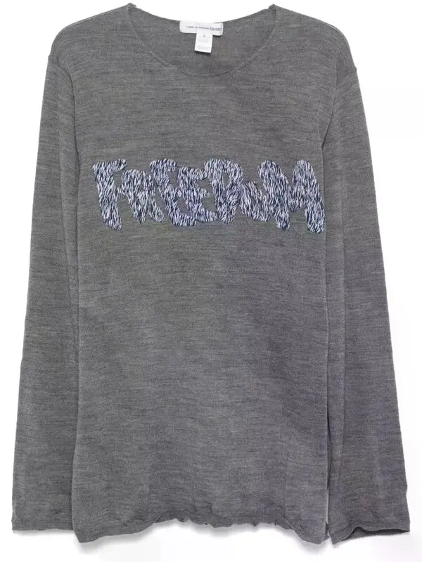 Comme Des Garçons Freedom" Embroidered Wool Sweater