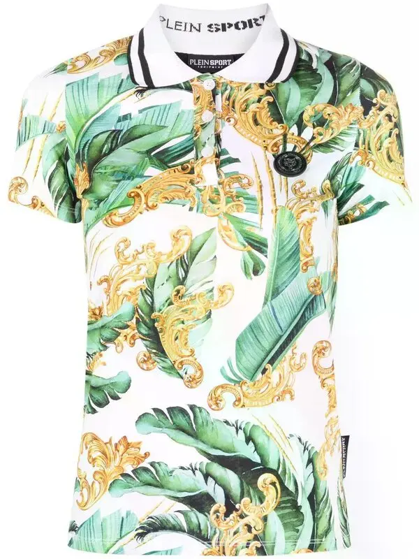 PLEIN SPORT Floral Print Polo Shirt - Green