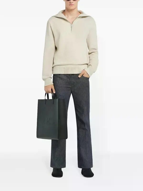 COURREGES Zip-up Trucker Sweater - Neutrals