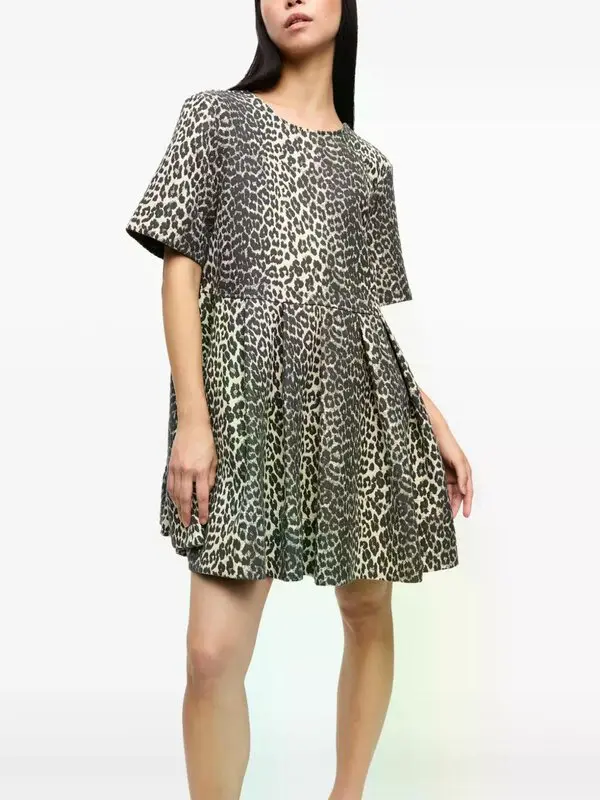 GANNI Leopard-print Mini Dress With Open Back