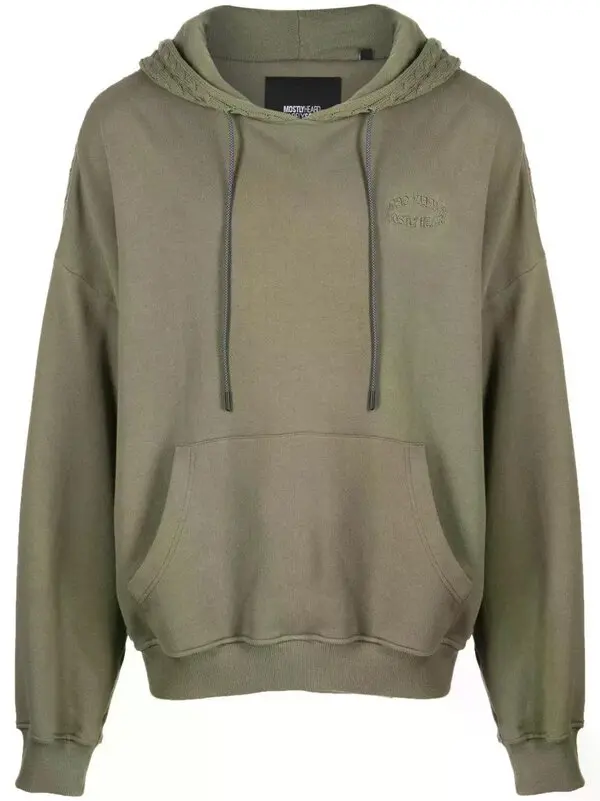 MOSTLY HEARD RARELY SEEN Logo-embroidered Panelled Cotton Hoodie - Green