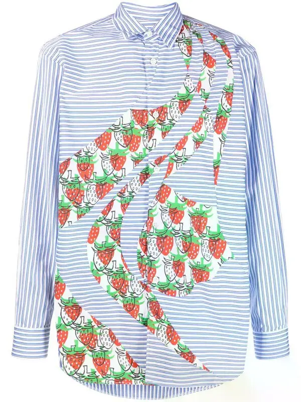 Comme Des Garçons Graphic-print Cotton Shirt - Blue