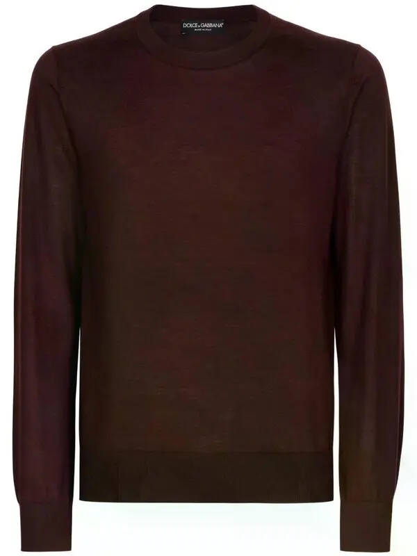 Dolce & Gabbana Burgundy Cashmere Fine Knit Round Neck Sweater - Red