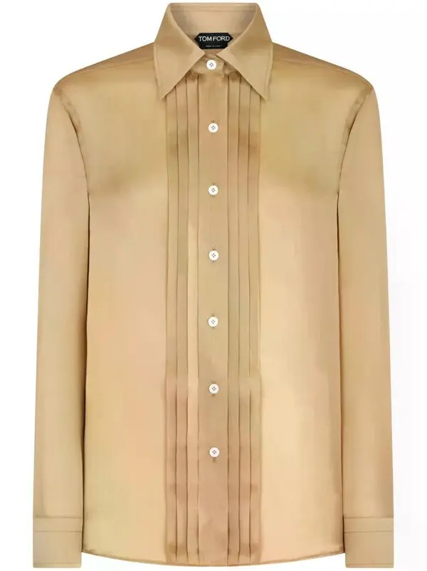 TOM FORD Silk Plissé Panel Shirt