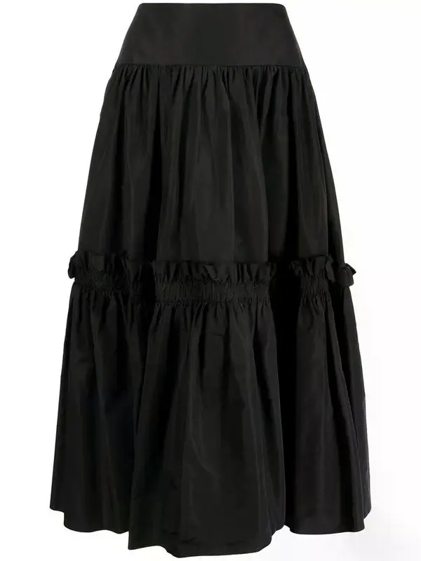 Alex Perry Ruffled Silk Midi Skirt