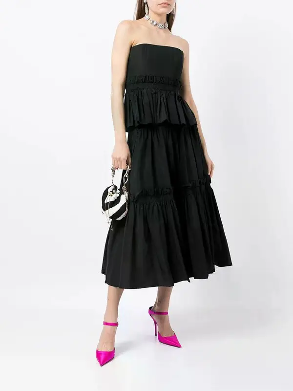 Alex Perry Ruffled Silk Midi Skirt