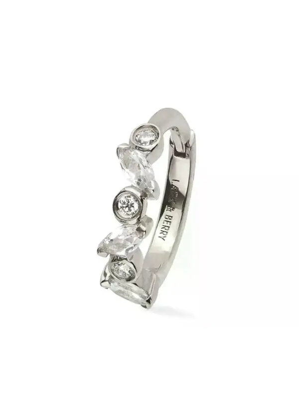 LARK & BERRY 14kt White Gold Diamond And Sapphire Hoop Earring - Silver