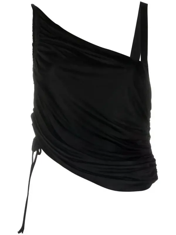 ANDREĀDAMO Asymmetric Draped Sleeveless Top - Black