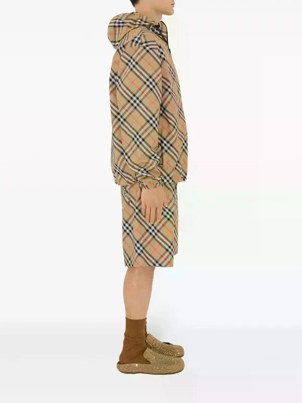 Burberry Checked Reversible Zip-front Hooded Jacket - Brown