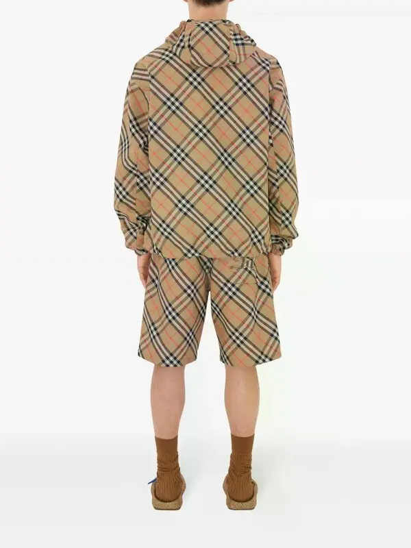 Burberry Checked Reversible Zip-front Hooded Jacket - Brown