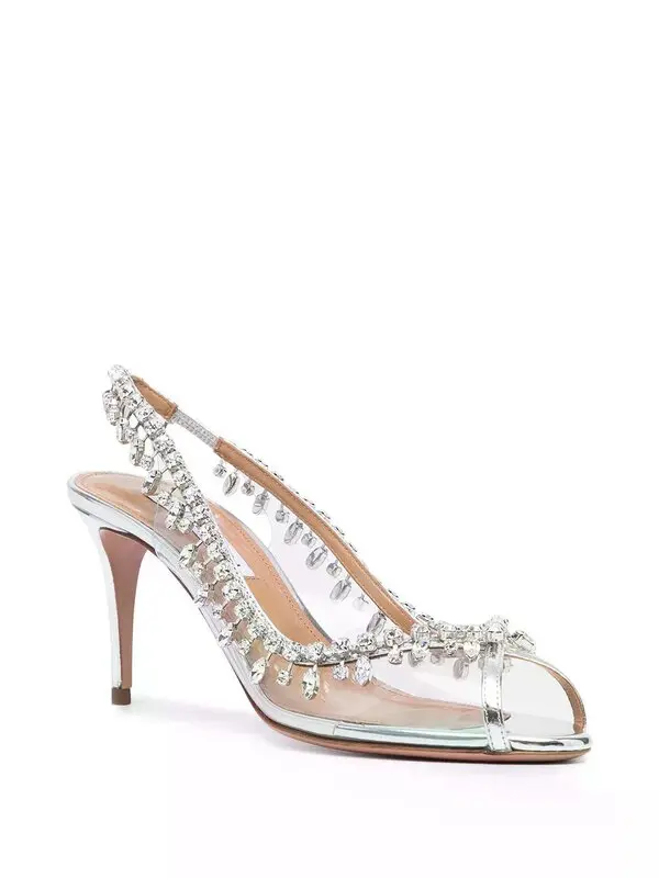 AQUAZZURA Embellished Open-toe Pumps - Silver