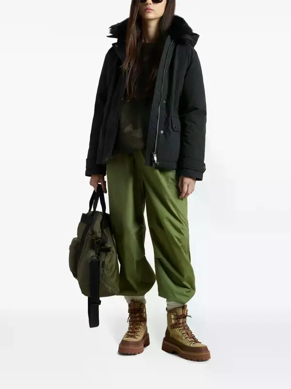 Woolrich Arctic Parka Coat With Faux Fur Trim - Black