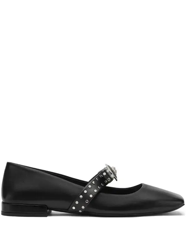 Versace Leather Ribbon Studded Ballerina Shoes
