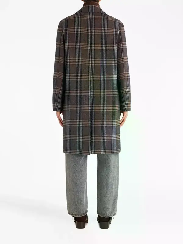 Etro Plaid Check Pattern Coat - Brown