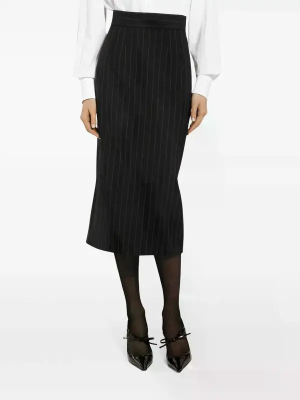 Dolce & Gabbana Pinstripe Wool Calf-length Skirt