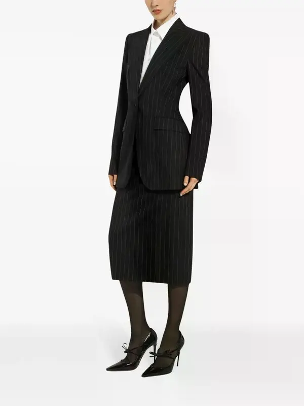 Dolce & Gabbana Pinstripe Wool Calf-length Skirt