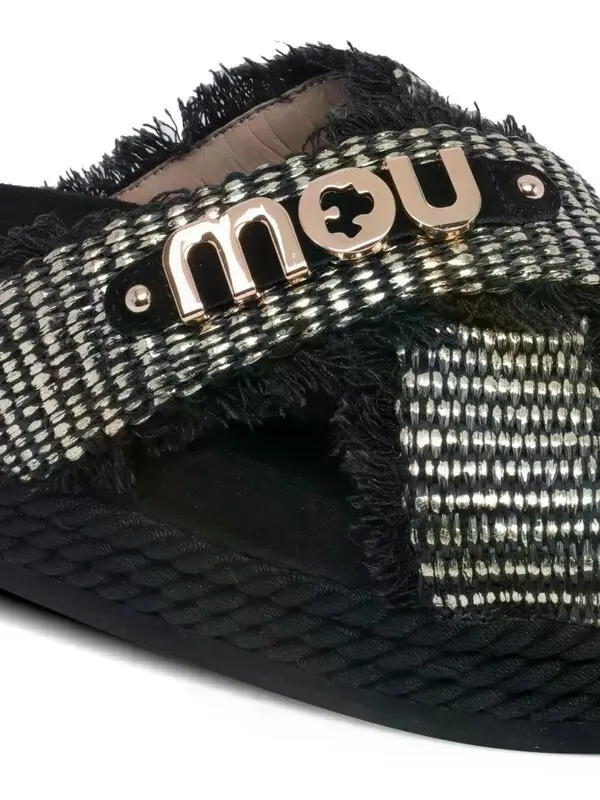 Mou Embellished Platform Sandals - Black