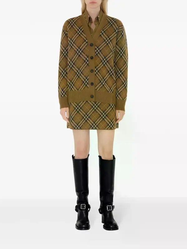 Burberry Intarsia Knit Nova Check Mini Skirt