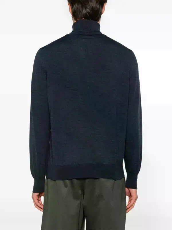 D4.0 Virgin Wool Roll Neck Sweater - Blue